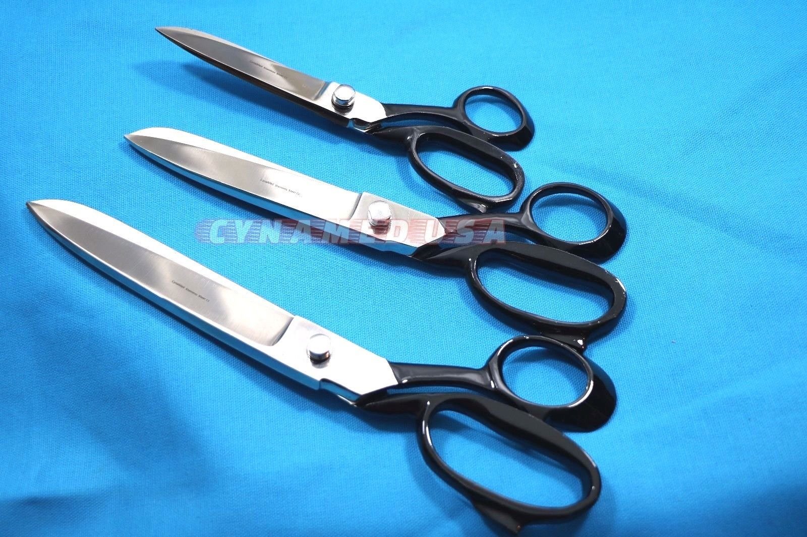 New German Heavy Duty Upholstery Sewing Dressmaking Carpet/Shear Tailor Fiber Cutting Scissors 8"+10"+12" -Long Last (Set of 3)