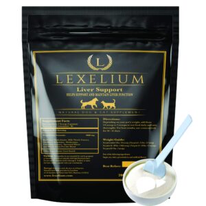 lexelium liver support supplement for dogs and cats - great for detoxing and helps kidney, liver & skin function - cat liver support - milk thistle + lysine + choline bitartrate + methionine – 200g