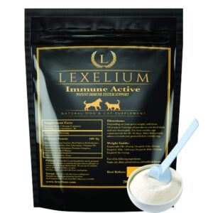 lexelium immune support for cats and dogs - natural immunity supplement powder helps detoxify and protect your pets from digestive, respiratory and skin issues - helps with chronic infections - 200g