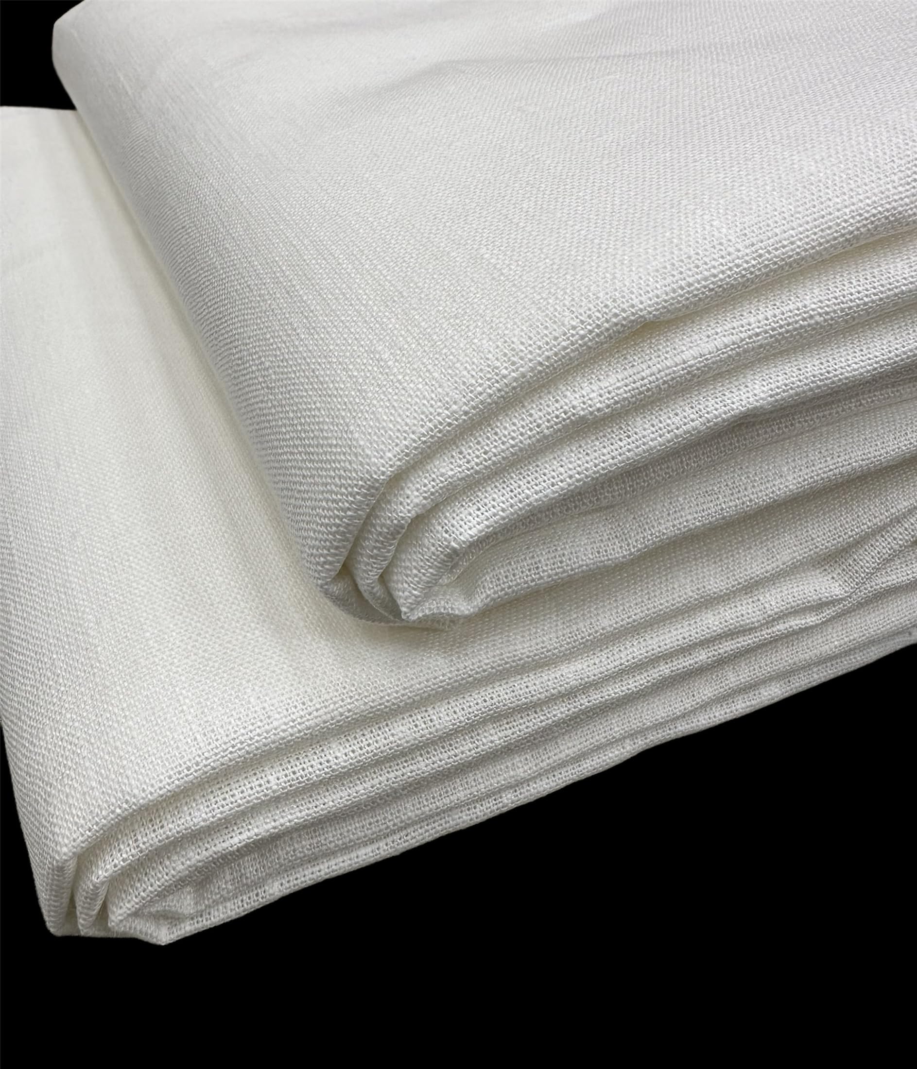 European 100% Linen White Fabric by The Yard