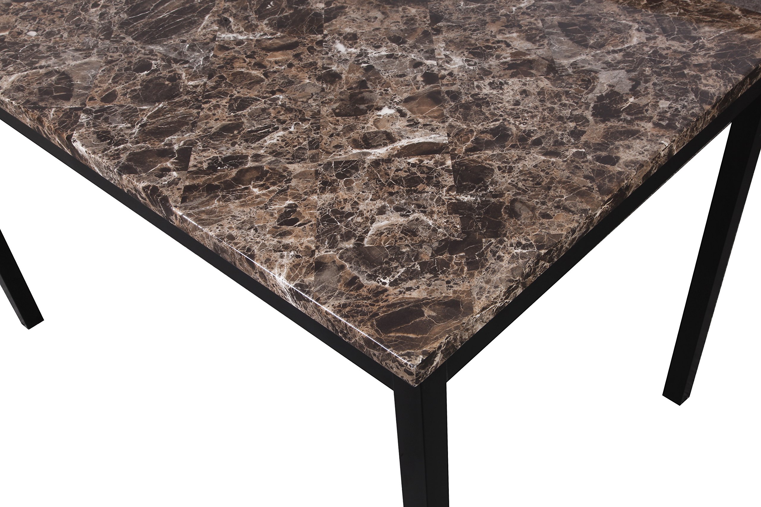 Roundhill Furniture Noyes Metal Dining Table with Laminated Faux Marble Top