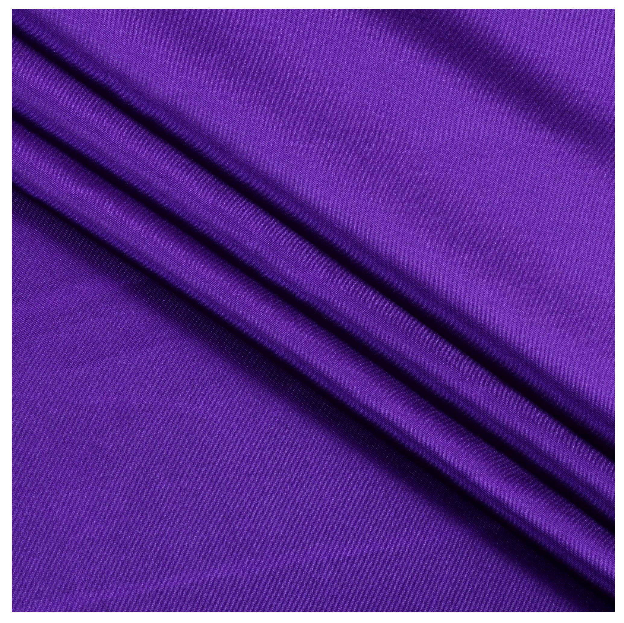 MDS Pack of 5 Yard Charmeuse Bridal Solid Satin Fabric for Merry Christmas Xmas New Year Party Home Decorations Dress DIY Crafts Costumes Apparel Drapery Silky Satin 44" Wide -Cadbury Purple