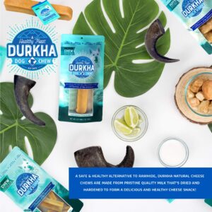 Durkha Yak Cheese Chews: Himalayan Yak Cheese Dog Chews- Natural, Healthy & Long Lasting Dog Treats - Grain, Gluten & Lactose-Free Rawhide Alternatives, For Dogs 55 lbs and Smaller, Single Large Stick