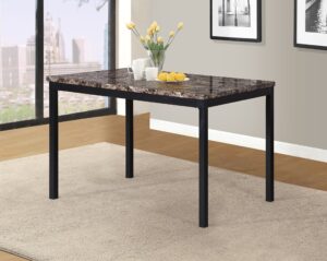 roundhill furniture noyes metal dining table with laminated faux marble top