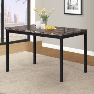 Roundhill Furniture Noyes Metal Dining Table with Laminated Faux Marble Top