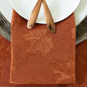 Benson Mills Harvest Legacy Damask Fabric Cloth Napkins for Fall, Harvest, and Thanksgiving Tablecloths (Rust/Burnt Orange, 18" X 18" Napkins Set of 4)