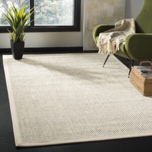 safavieh natural fiber collection area rug - 8' x 10', black & ivory, border sisal design, easy care, ideal for high traffic areas in living room, bedroom (nf150b)