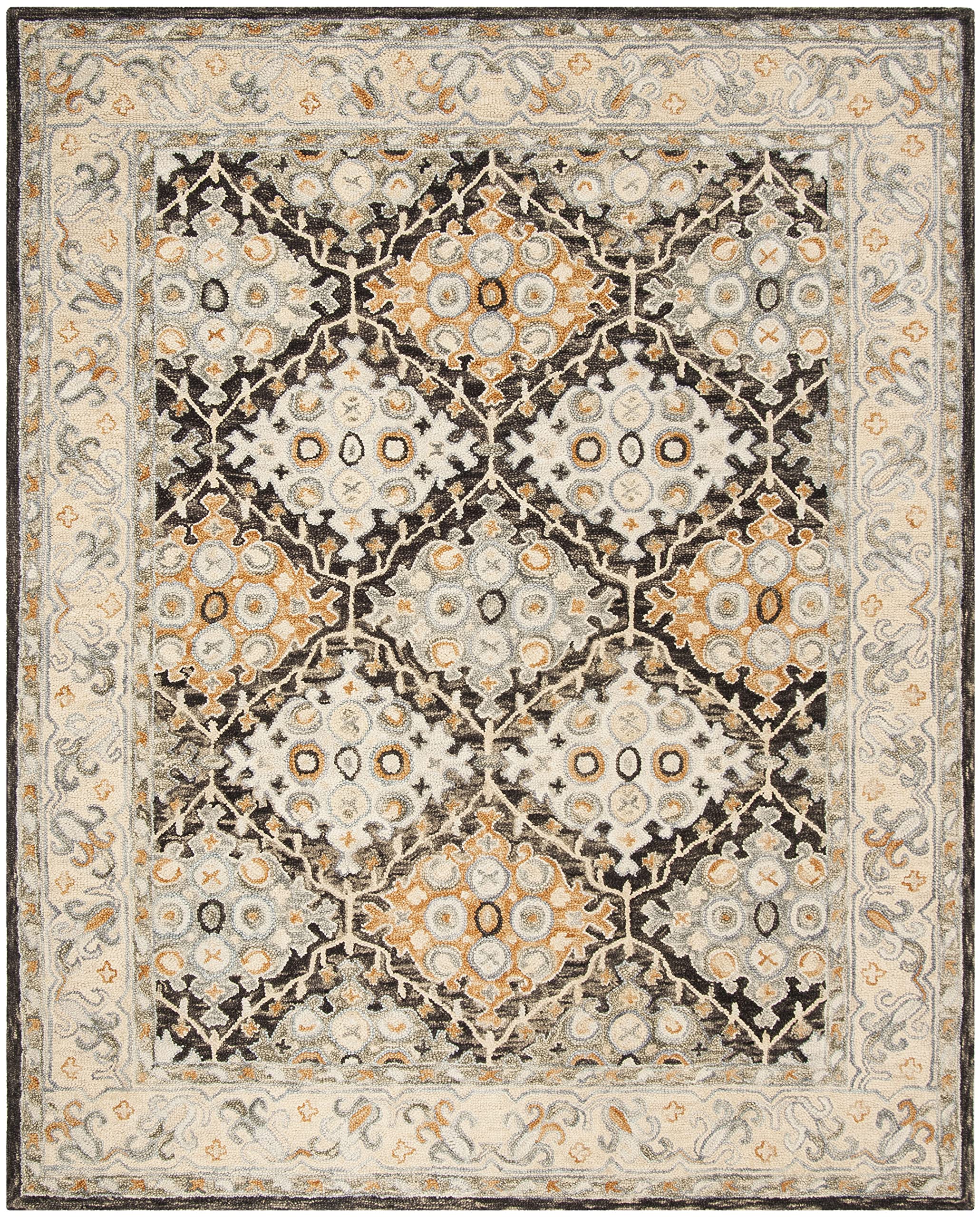 SAFAVIEH Aspen Collection Area Rug - 8' x 10', Beige & Brown, Handmade Boho Wool, Ideal for High Traffic Areas in Living Room, Bedroom (APN304A)