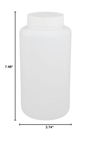 uxcell 1000ml 55mm Dia Wide Mouth HDPE Plastic Round Graduated Bottle White