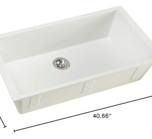 Elkay ELXRUP3620RT0 Quartz Luxe Ricotta Single Bowl Undermount Kitchen Sink with Perfect Drain