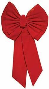 rocky mountain goods red christmas bow extra large 35” by 18” - 11 looped waterproof velvet large outside bow - bow for car, door, house - jumbo red bow with attachment for hanging (1)