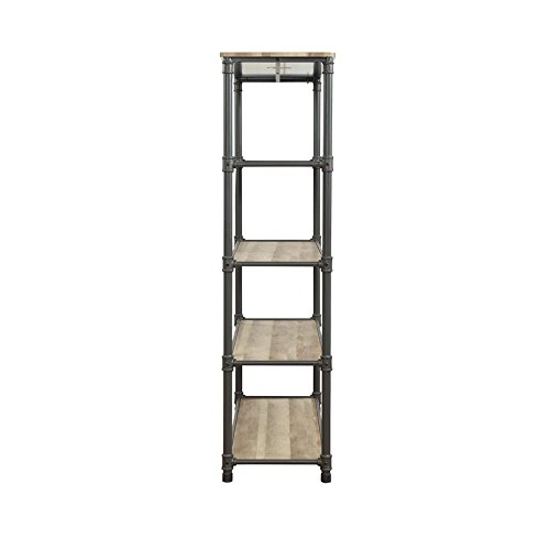 Acme Itzel 4-Tier Metal Frame Bookshelf in Sandy Gray and Oak