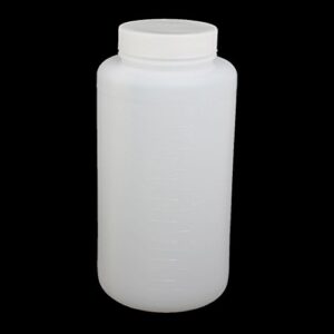 uxcell 1000ml 55mm Dia Wide Mouth HDPE Plastic Round Graduated Bottle White