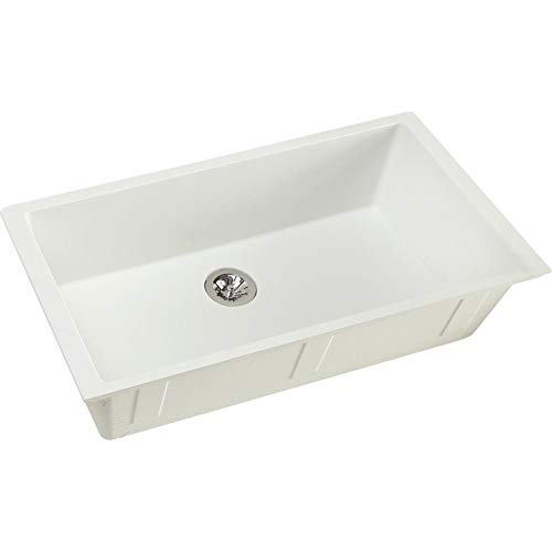 Elkay ELXRUP3620RT0 Quartz Luxe Ricotta Single Bowl Undermount Kitchen Sink with Perfect Drain