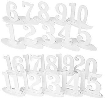 Wedding Table Numbers with Holder Base, White Wooden Numbers 1-20, Table Cards Wedding Reception for Banquets, Cafes, Restaurants, Hotels, Parties