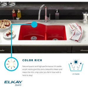 Elkay ELXRUP3620RT0 Quartz Luxe Ricotta Single Bowl Undermount Kitchen Sink with Perfect Drain