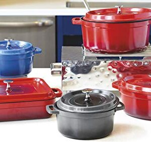 G.E.T. CA-008-R/BK Heiss Lightweight Cast Aluminum Braiser Pan / Casserole Dish, 4.5 Quart, Red