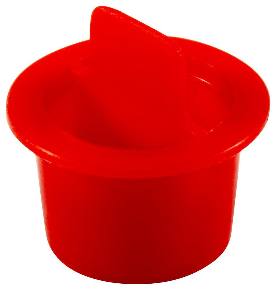 Caplugs CPT-6 CPT Series – Plastic Center Pull-Tab Tapered Plug, 100 Pack, Red LD-PE, Cap OD 0.75" x Plug ID 0.608" Hole Protection, Leak Prevention, Masking, Painting, Powder Coating (ZCPT6Q1)