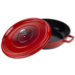 G.E.T. CA-008-R/BK Heiss Lightweight Cast Aluminum Braiser Pan / Casserole Dish, 4.5 Quart, Red