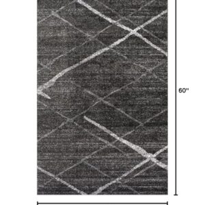 nuLOOM 3x5 Thigpen Contemporary Area Rug, Charcoal, Abstract Lines, Non-Slip Backing, Stain Resistant, For Bedroom, Dining Room, Living Room, Hallway, Office, Kitchen, Entryway