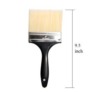 Hometeq 2 Pack - 4 inch Paint Brushes Latex or Oil Based Paints for Indoor or Outdoor