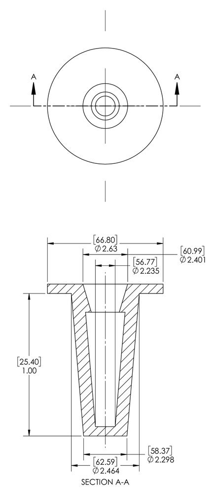 Caplugs 99394323 Plastic Tapered Cap and Plug. T-240, PE-LD, Cap OD 2.235" Plug ID 2.464", Red (Pack of 20)