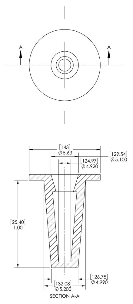 Caplugs Plastic Tapered Cap and Plug. T-1080, PE-LD, Cap OD 4.92" Plug ID 5.2", Red (Pack of 10)