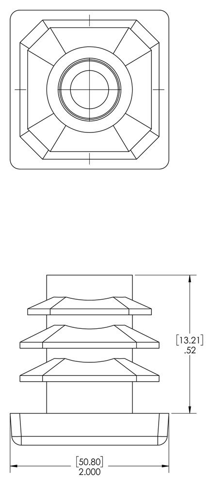 Caplugs 99395209 Plastic Plug for Square Tubing. SQR-2-4-8, PE-LD, to fit Square Tube Size OD2.000" Wall Thickness 4-8 Ga. (.238-.165)", Black (Pack of 20)