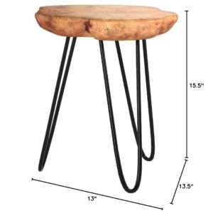 WELLAND Live Edge Side Table with Hairpin Legs, Natural Edge Side Table, Small Nightstand Wood, 15.5" Tall