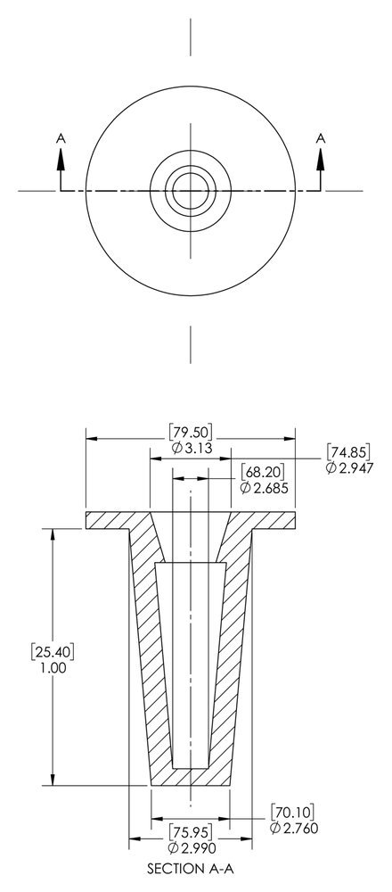 Caplugs 99394003 Plastic Tapered Cap and Plug. T-45A, PE-LD, Cap OD 2.685" Plug ID 2.99", Red (Pack of 20)