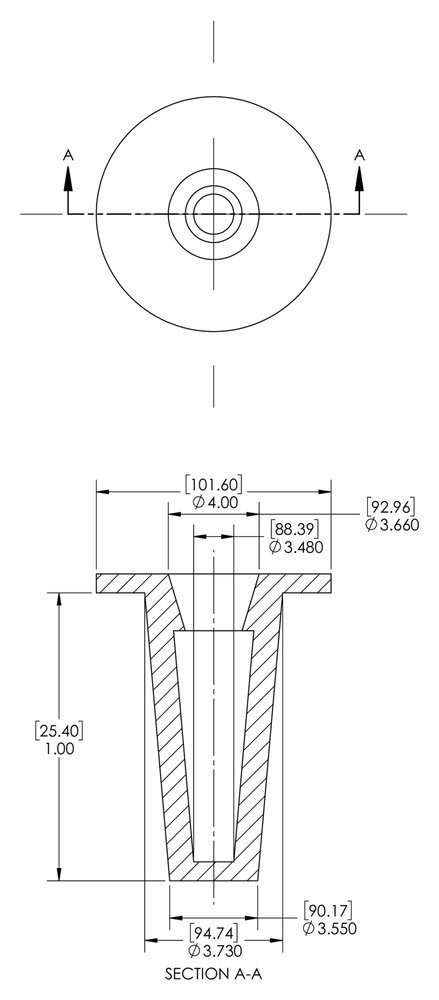 Caplugs 99394338 Plastic Tapered Cap and Plug. T-1051, PE-LD, Cap OD 3.48" Plug ID 3.73", Red (Pack of 10)