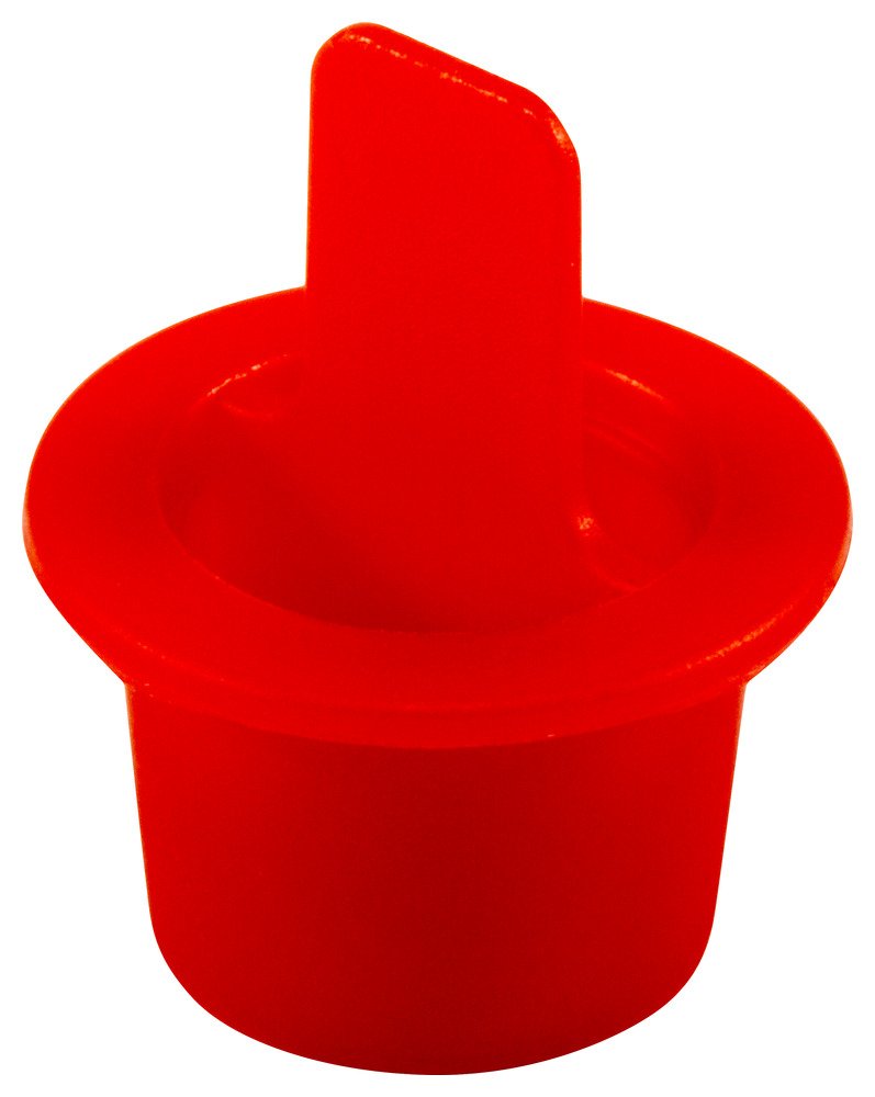 Caplugs ZCPT4Q1 Plastic Center Pull Tab Tapered Plug. CPT-4, PE-LD, Cap OD 0.62" Plug ID 0.486", Red (Pack of 100)