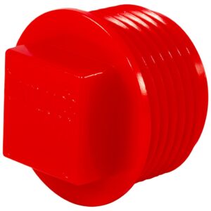 Caplugs 99394681 Plastic Threaded Plug for Pipe Fittings. P-88H, PE-HD, to Plug Thread Size 1 NPT", Red (Pack of 40)