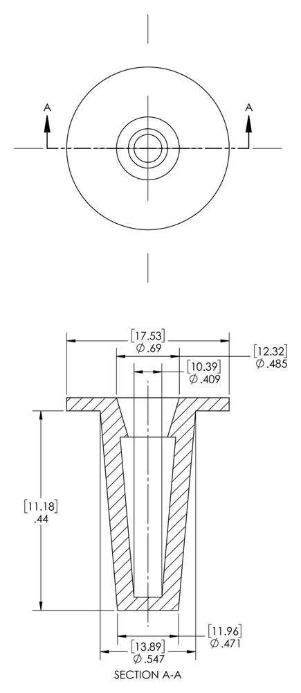 Caplugs 99394272 Plastic Tapered Cap and Plug. T-5, PE-LD, Cap OD 0.409" Plug ID 0.547", Red (Pack of 200)