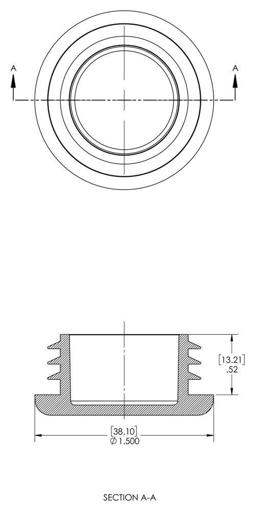 Caplugs CCF-1 1/2-10-14 – CCF Series – Plugs for Round Tubing, 300 Pack, to Fit Round Tube Size OD 1.50" x 0.52" L, Low-Density Polyethylene (PE-LD), Black, Wall Thickness 10-14 Ga. (99191822)