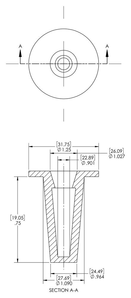 Caplugs 99394292 Plastic Tapered Cap and Plug. T-13, PE-LD, Cap OD 0.901" Plug ID 1.09", Red (Pack of 100)