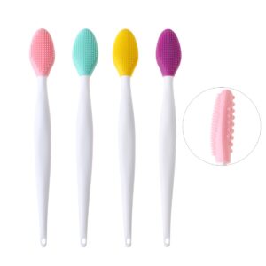 Dog toothbrush, Double-sided soft silicone gentle dental brushes kit with curved long handle