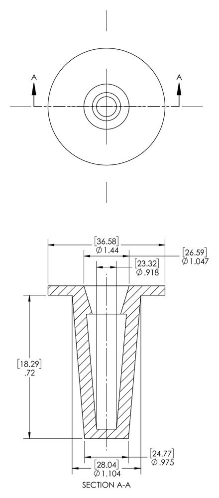 Caplugs Z249WQ2 Plastic Tapered Cap and Plug. T-249-W, PE-LD, Cap OD .918" Plug ID 1.104", Red (Pack of 40)