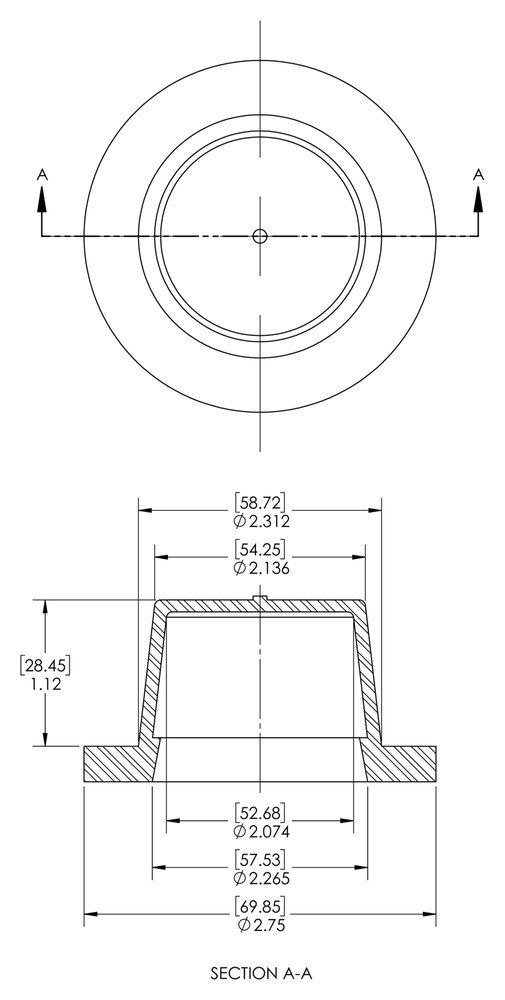 Caplugs Plastic Tapered Cap and Plug with Wide Thick Flange WW-WF-35, PE-LD, Cap OD 2.074" Plug ID 2.312", Yellow (Pack of 5)