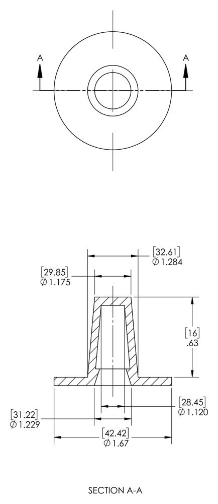 Caplugs 99394846 Plastic Tapered Cap and Plug with Wide Flange W-14X, PE-LD, Cap OD 1.120" Plug ID 1.284", Red (Pack of 100)