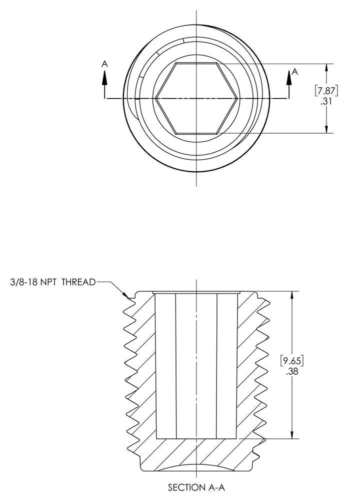 Caplugs TH-5 TH Series – Plastic Hex Socket Threaded Plug, 80 Pack, Black HD-PE, NPT Thread Size 3/8"-18 Temporary Use, Low Pressure Testing & in-Plant Processes, Oil & Heat Resistant (ZTH51KA1)