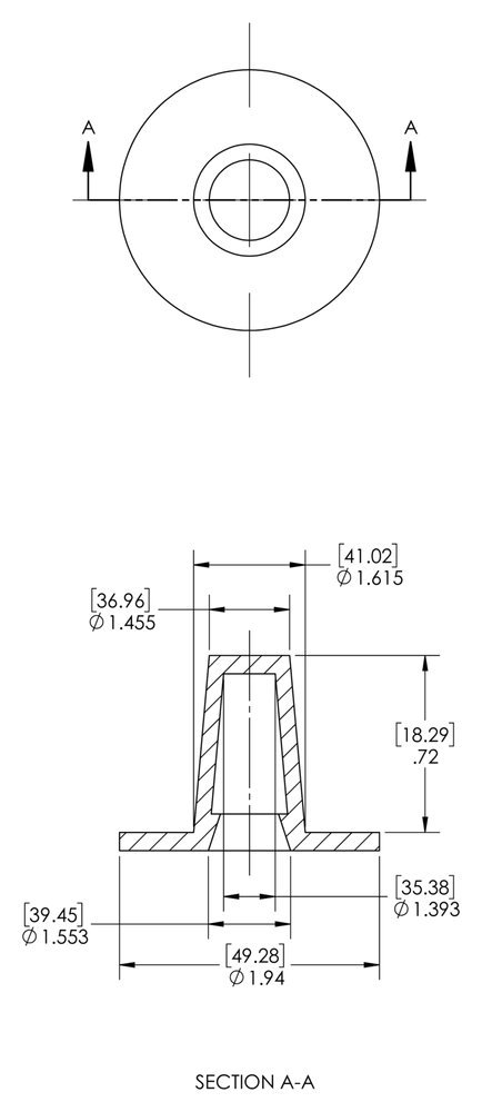 Caplugs Plastic Tapered Cap and Plug with Wide Flange W-17, PE-LD, Cap OD 1.393" Plug ID 1.615", Red (Pack of 40)