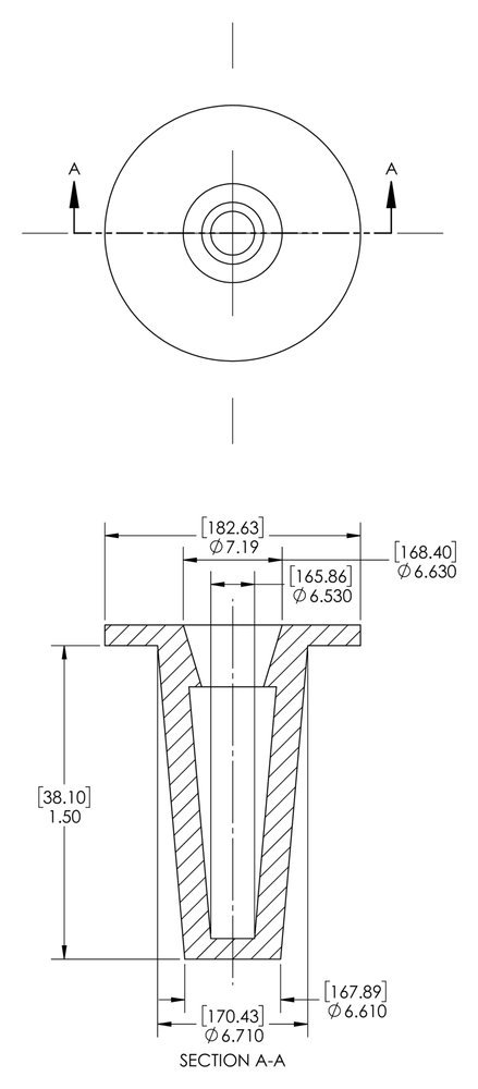 Caplugs 99394358 Plastic Tapered Cap and Plug. T-1107, PE-LD, Cap OD 6.53" Plug ID 6.71", Red (Pack of 4)