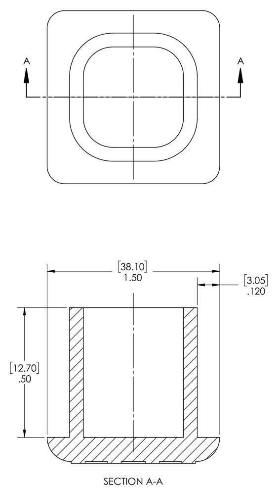 Caplugs 99394964 Plastic Finishing Plug for Square Tubing. FP-241, PE-LD, to Plug Square Tube Size 1.50 to fit .120 (11 Ga.)", Black (Pack of 40)