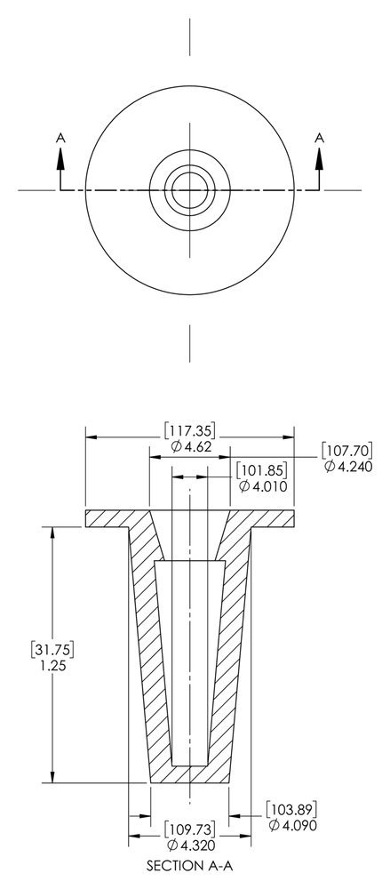 Caplugs 99394343 Plastic Tapered Cap and Plug. T-1067, PE-LD, Cap OD 4.01" Plug ID 4.32", Red (Pack of 10)