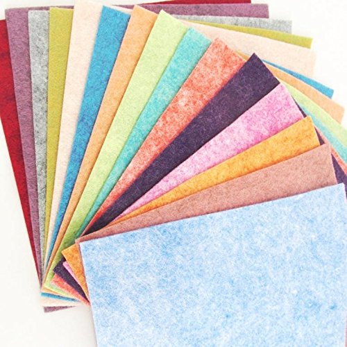 15 Luminous Heathered Colors 9X12 inch Merino Wool Blend Felt Sheets Collection - OTR felt