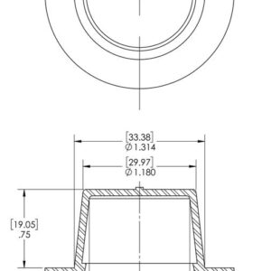 Caplugs ZWF251AO1 Plastic Tapered Cap and Plug with Wide Thick Flange WW-WF-25, PE-LD, Cap OD 1.115" Plug ID 1.314", Yellow (Pack of 30)