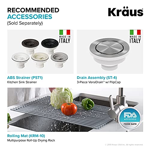 KRAUS Forteza 33-inch Drop In/Undermount 60/40 Double Bowl Granite Kitchen Sink in Grey, KGD-50GREY