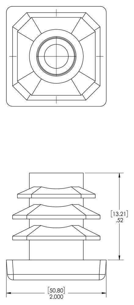 Caplugs SQR-2-4-8 – SQR Series – Plugs for Square Tubing, 100 Pack, to Fit Square Tube OD 2.000" x Height 0.52", Wall Thickness 4-8 Ga. (.238-.165"), PE-LD, Black, Exterior Ribs (99192493)