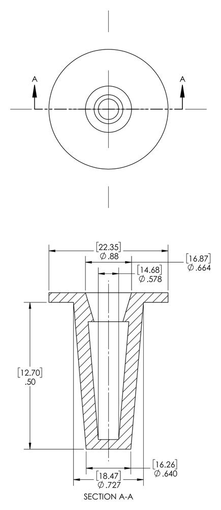 Caplugs 99394280 Plastic Tapered Cap and Plug. T-8, PE-LD, Cap OD 0.578" Plug ID 0.727", Red (Pack of 200)